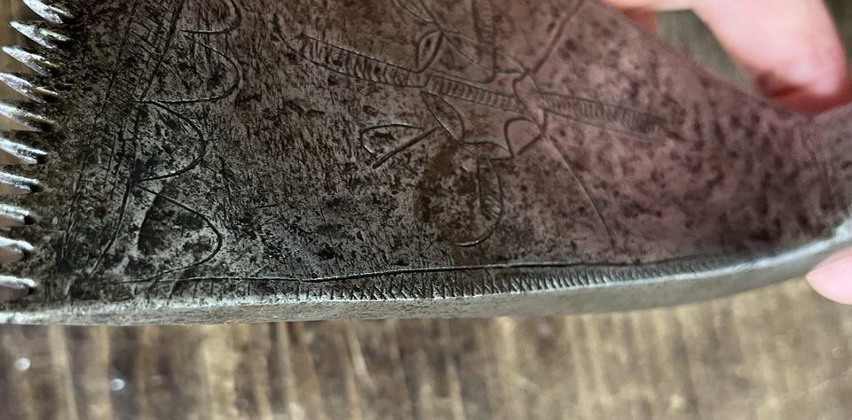 Antique Wrought Iron Dough Scraper Incised Decorated Tool Circa 1775 ...