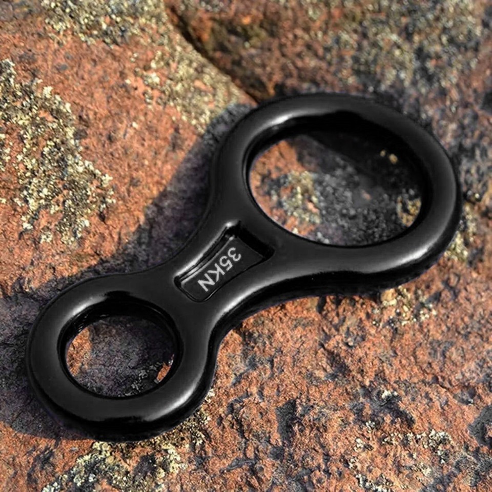 Black 35KN Figure 8 Descender Belay Device For Rock Climbing, Caving ...