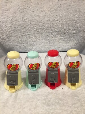 4 Empty Jelly Belly Mini Plastic Dispensers 5" Tall (2 Yellow 1Light ...
