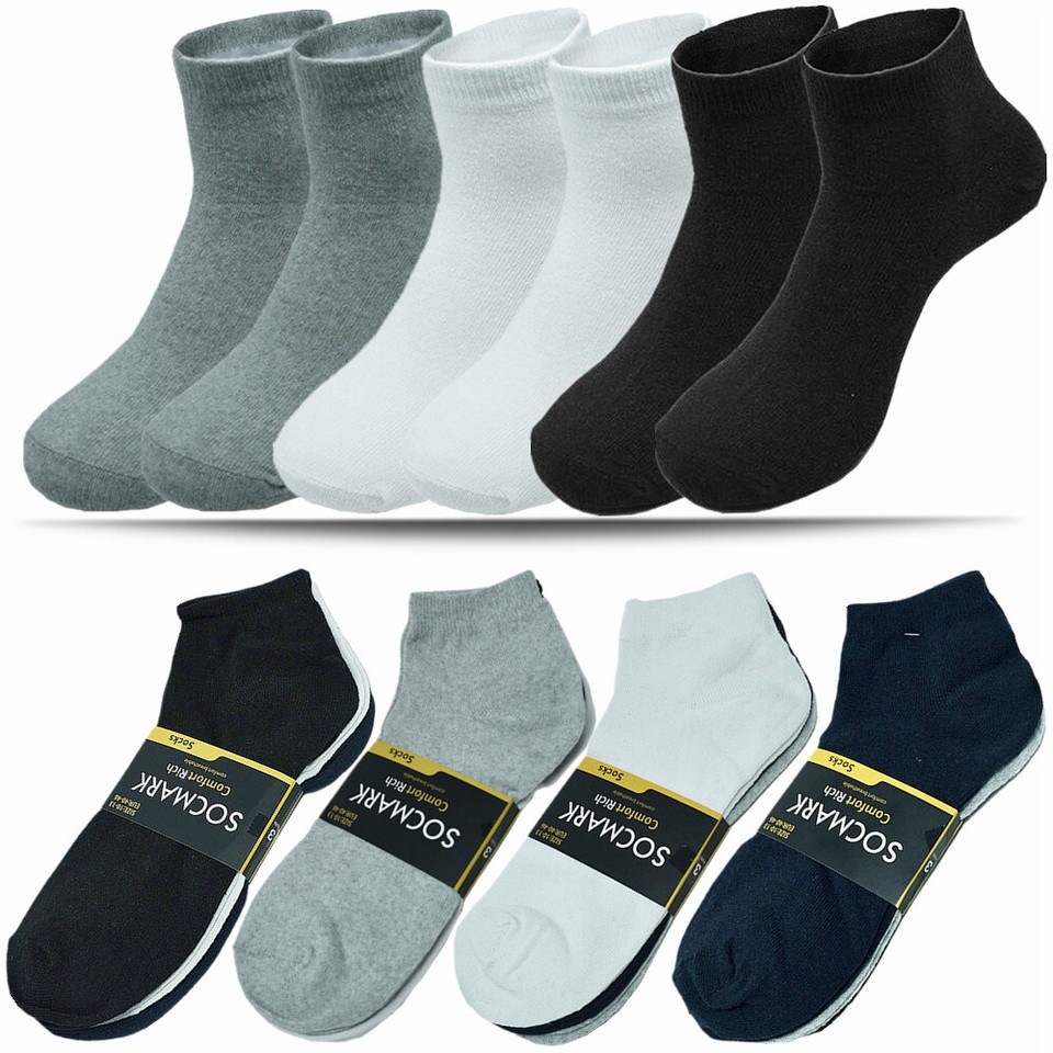 6 Pairs Men's Casual Plain Sport Socks Cotton Ankle Crew Low Cut Size 9 ...