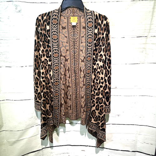 Ruby Rd Brown Women's Leopard Print Size Petite PL Cardigan Sweater New ...