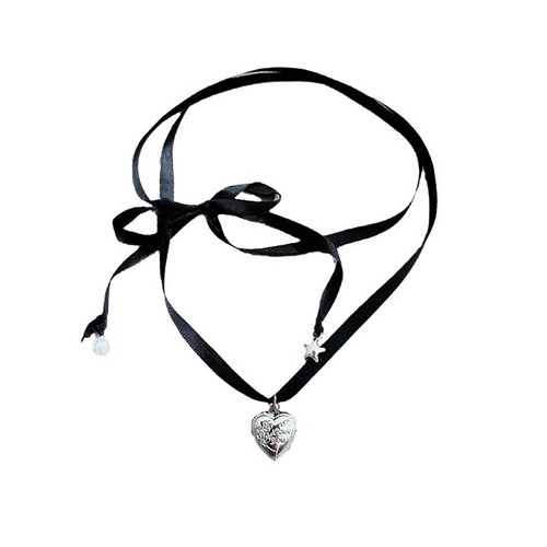 Y2K Pink Rope Tied Heart Pendant Necklace For Women Fashion Jewelry ...