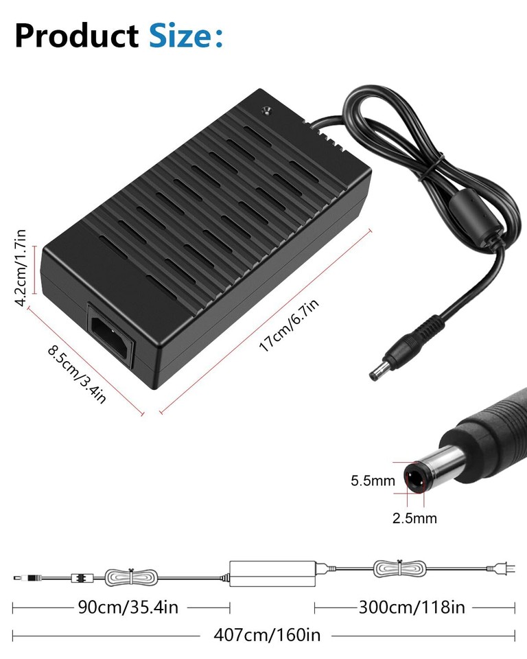 12V Power Supply DC 12 Volt Power Adapter 12vdc 15A 180W AC DC Adapter ...