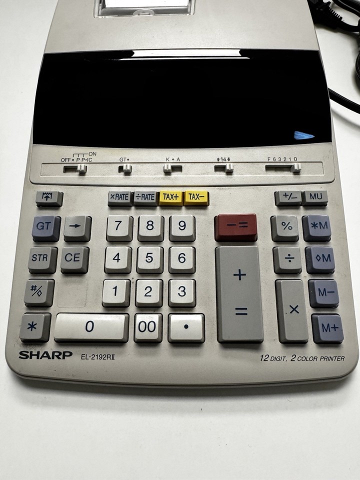 Sharp EL-2192RII 12 Digital Display 2 Color Printing Calculator Adding ...