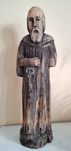 St.Peter with Keys Wooden Carving / Antique Saint Peter Wood Statue ...