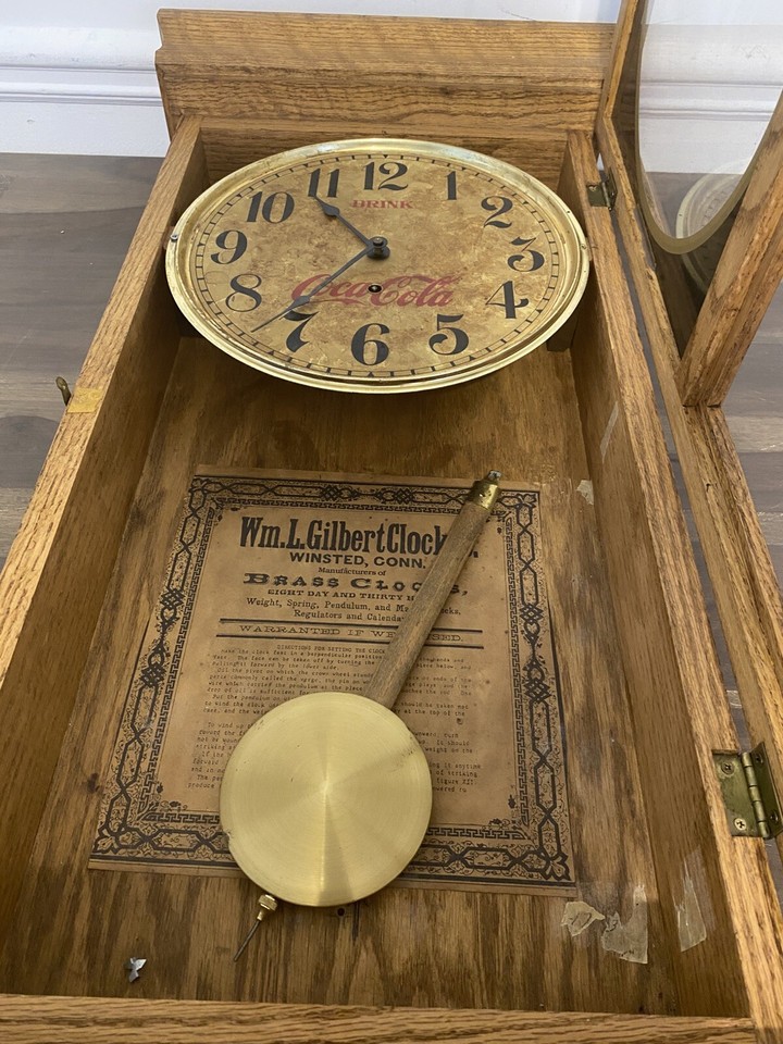 Antique Vintage Coca Cola Clock Gilbert Made In USA 1920s | eBay