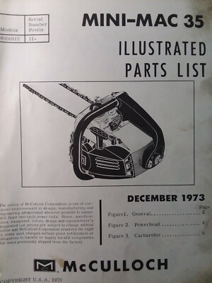 McCulloch Chain Saw MINI-MAC 35 Parts Manual 2-Cycle Gasoline Chainsaw ...