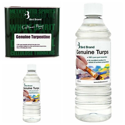 100% Pure Gum Turpentine Genuine Turps Paint Brush Cleaner Thinner ...