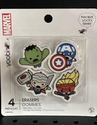 Marvel Avengers Mini Erasers Hulk Captain America Thor Superhero 4pk ...