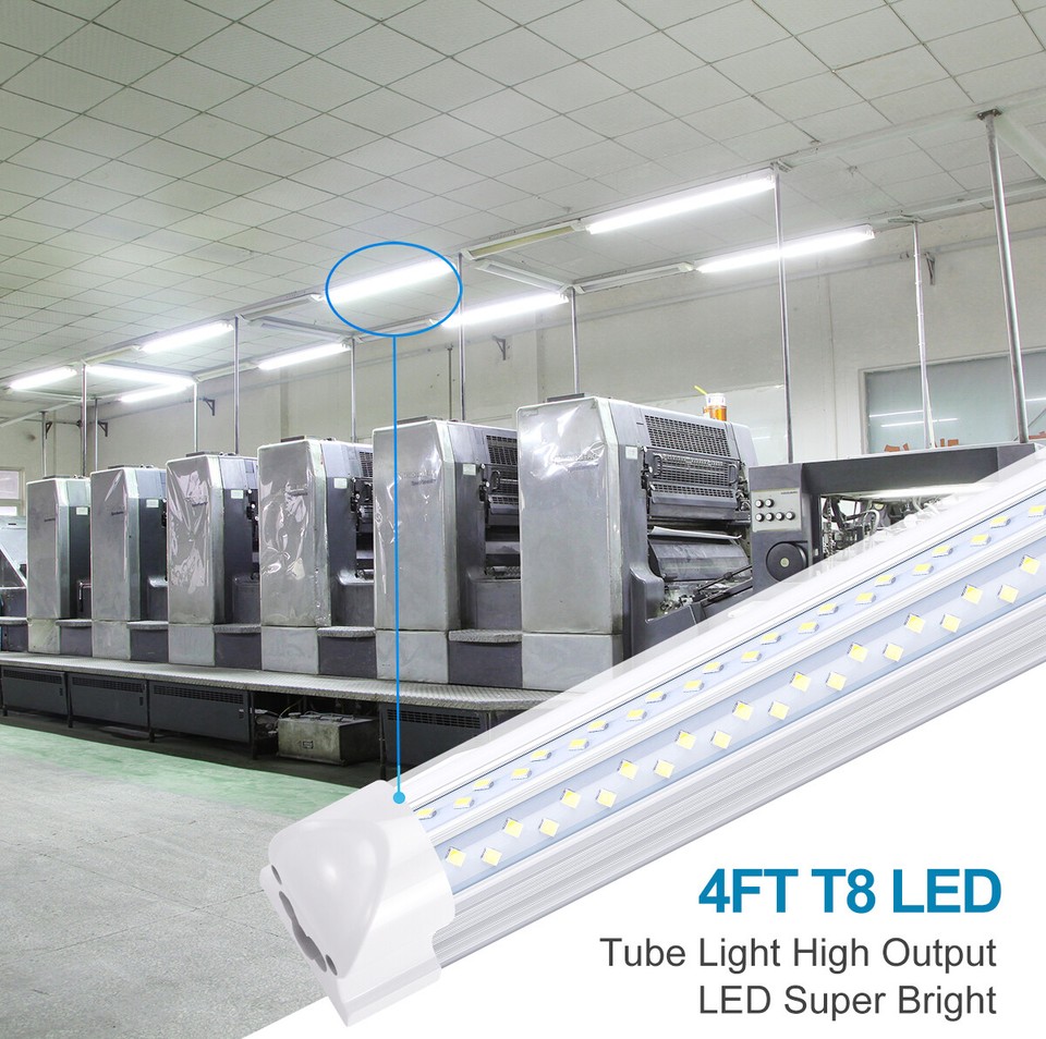 10Pack 8FT 120W LED Tube Light T8 Integrate 4 Row V-shape LED Shop ...