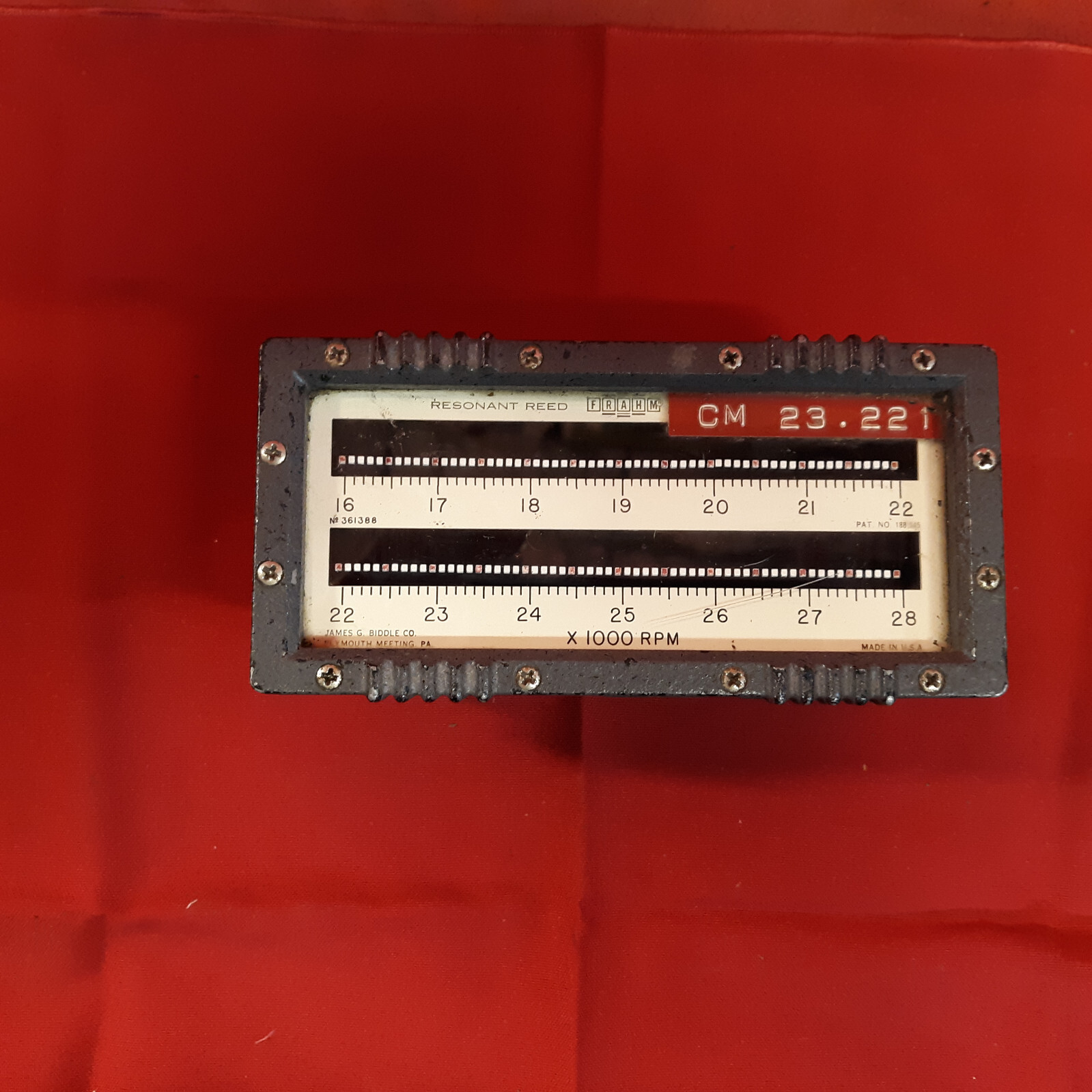 FRAHM Resonant Reed Tachometer16-28x1000 RPM James Biddle Company Cat ...