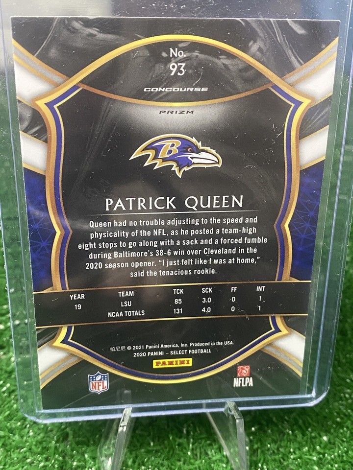 2020 Patrick Queen Panini Select Concourse Level Silver Prizm SP Ravens ...