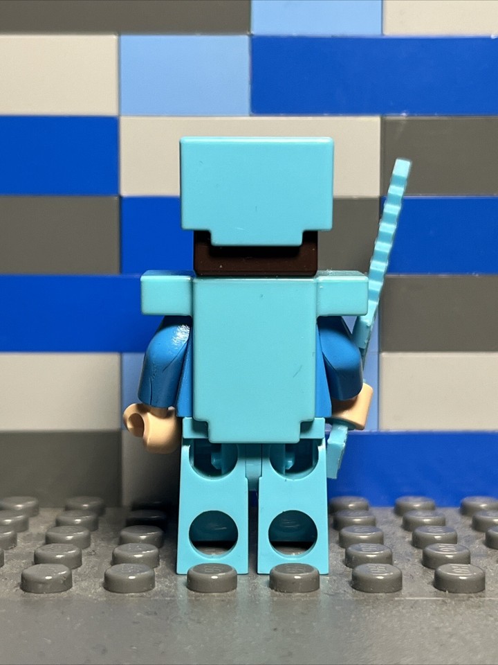 Lego Steve With Full Diamond Armor (min015) Minifigures Minecraft 21124 ...