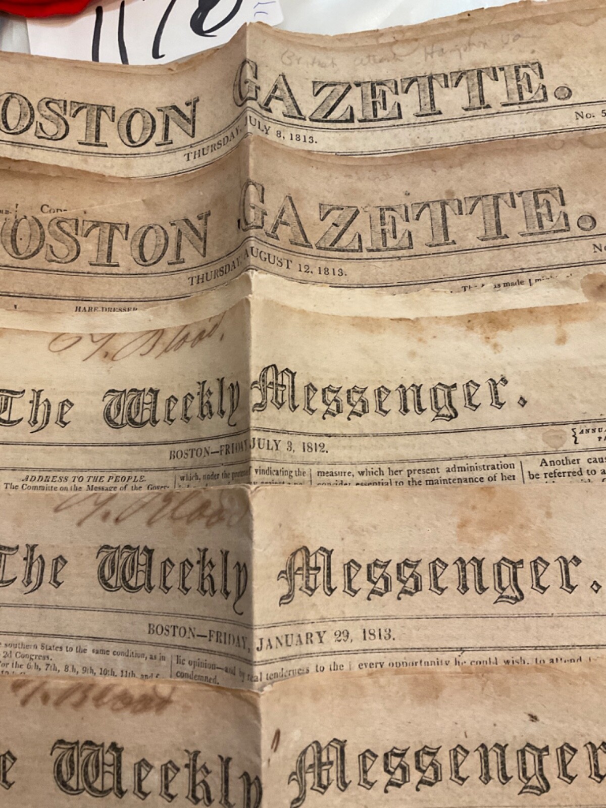 1178 WAR OF 1812 NEWSPAPERS 7 BOSTON BATTLES INDIAN BRITISH FT MADISON ...