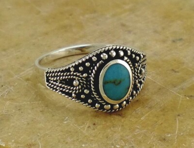 EXOTIC .925 STERLING SILVER TURQUOISE RING size 9 style# r2115 | eBay