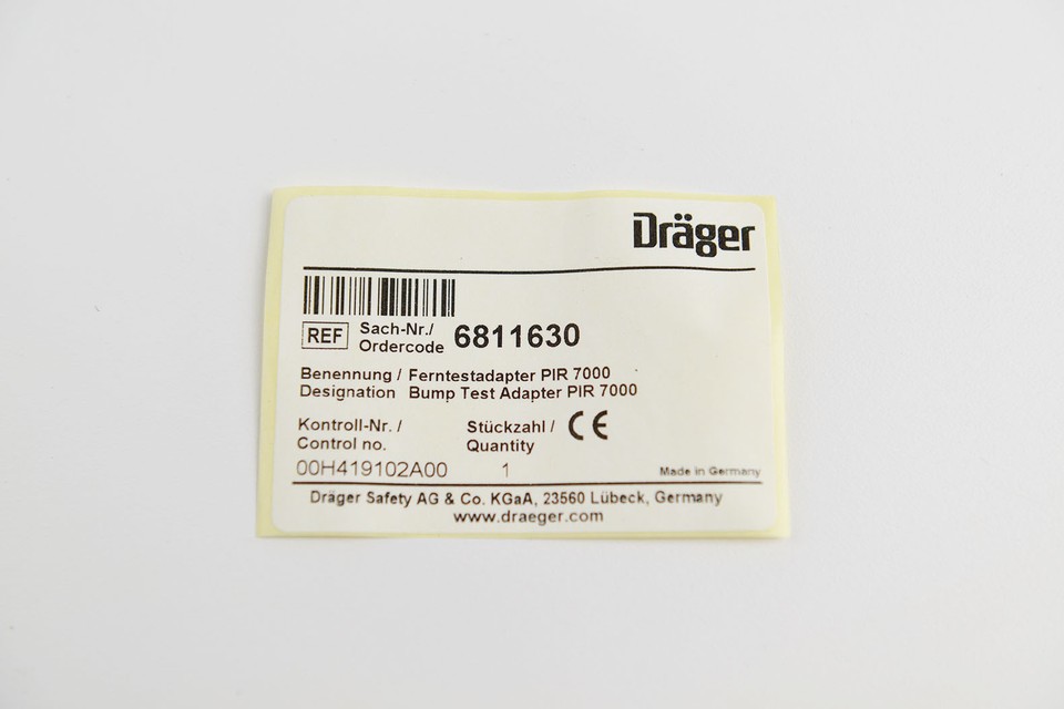 Brand New Dräger Drager Designation Bump Test Adapter PIR 7000 Drager ...