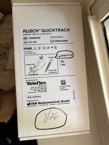TELEFLEX 120900020 RUSCH QUICKTRACH EMERGENCY CRICOTHYROTOMY DEVICE 2 ...