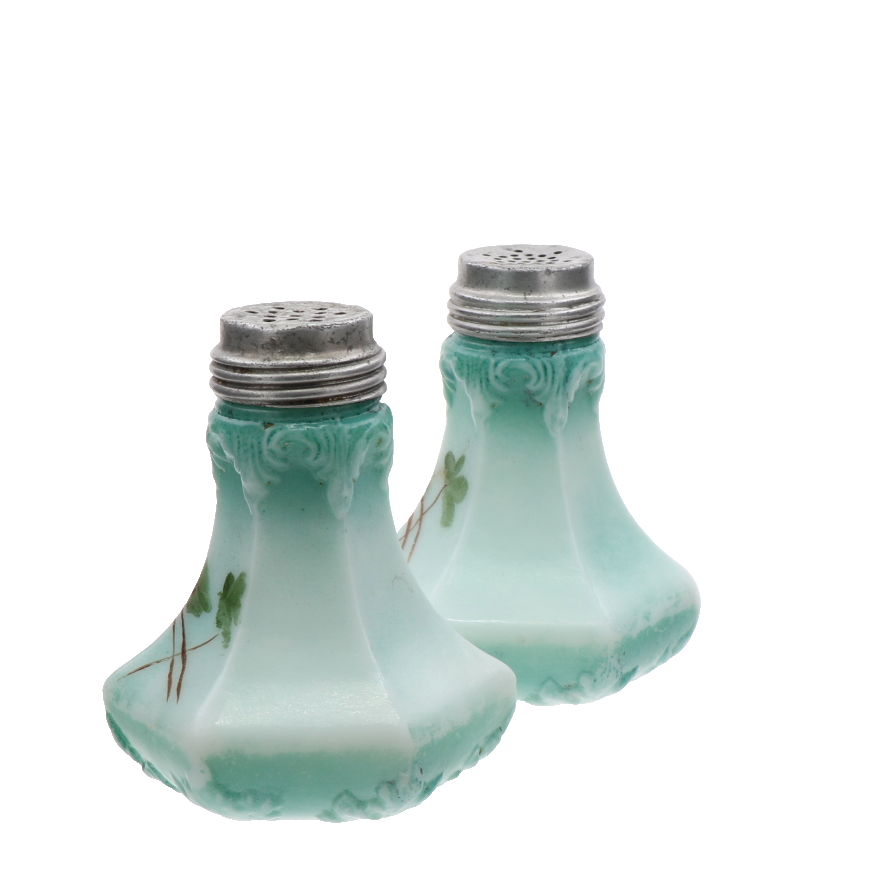 Victorian EAPG Fostoria 1247 Hexagon Decorated Milk Glass Shaker Set 3 ...