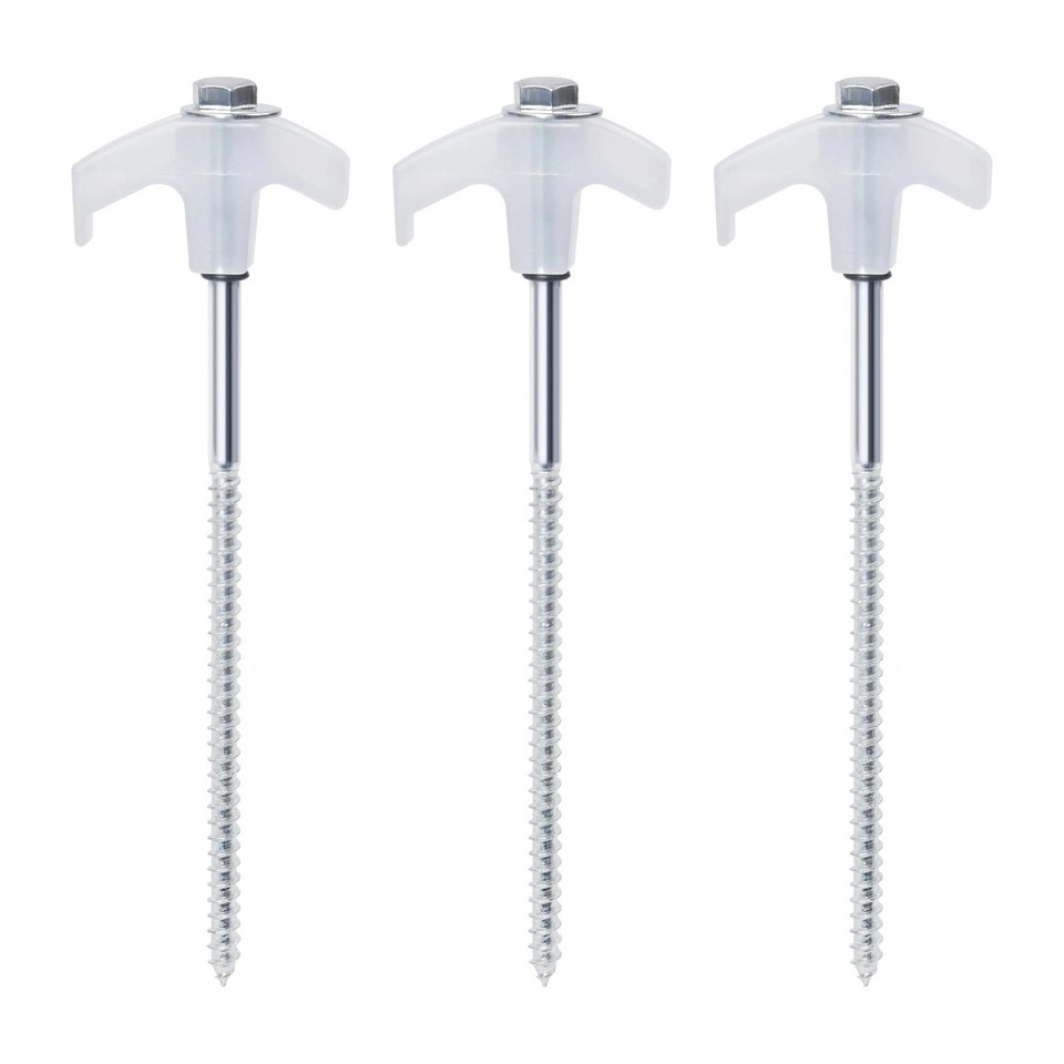 20x Pegs Screw In Drill Top Heavy Duty Ground Pegs In Case Awning Tent ...