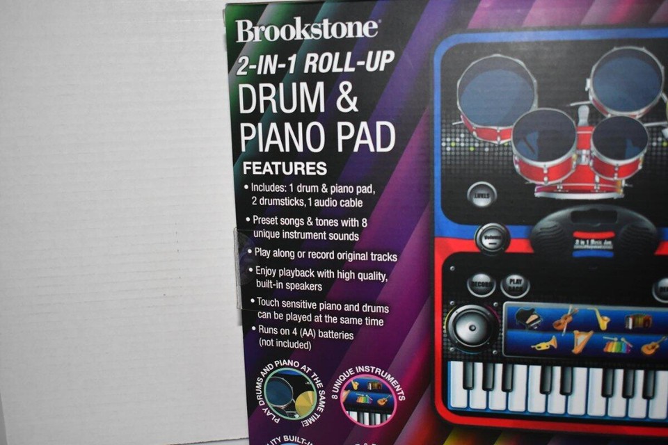 Brookstone Two-In-One Roll-Up Drum & Piano Pad #SMBKN-71169 NWT | eBay