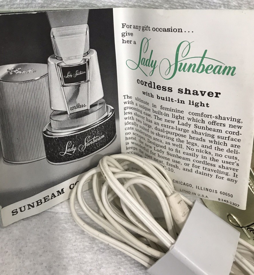 Vintage Lady Sunbeam Shavemaster Electric Shaver with Case Cord ...
