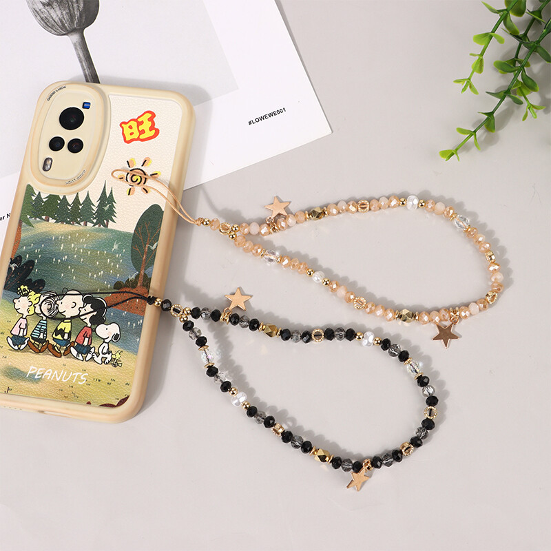 Acrylic Mobile Phone Chain Five-Pointed Star Pendant Beaded Telephone ...