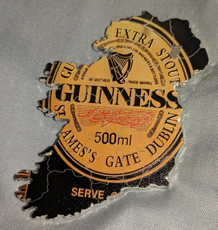 Guinness Gold Silver Ireland Map Flag Coin Bottle Label Dublin Pub Beer ...