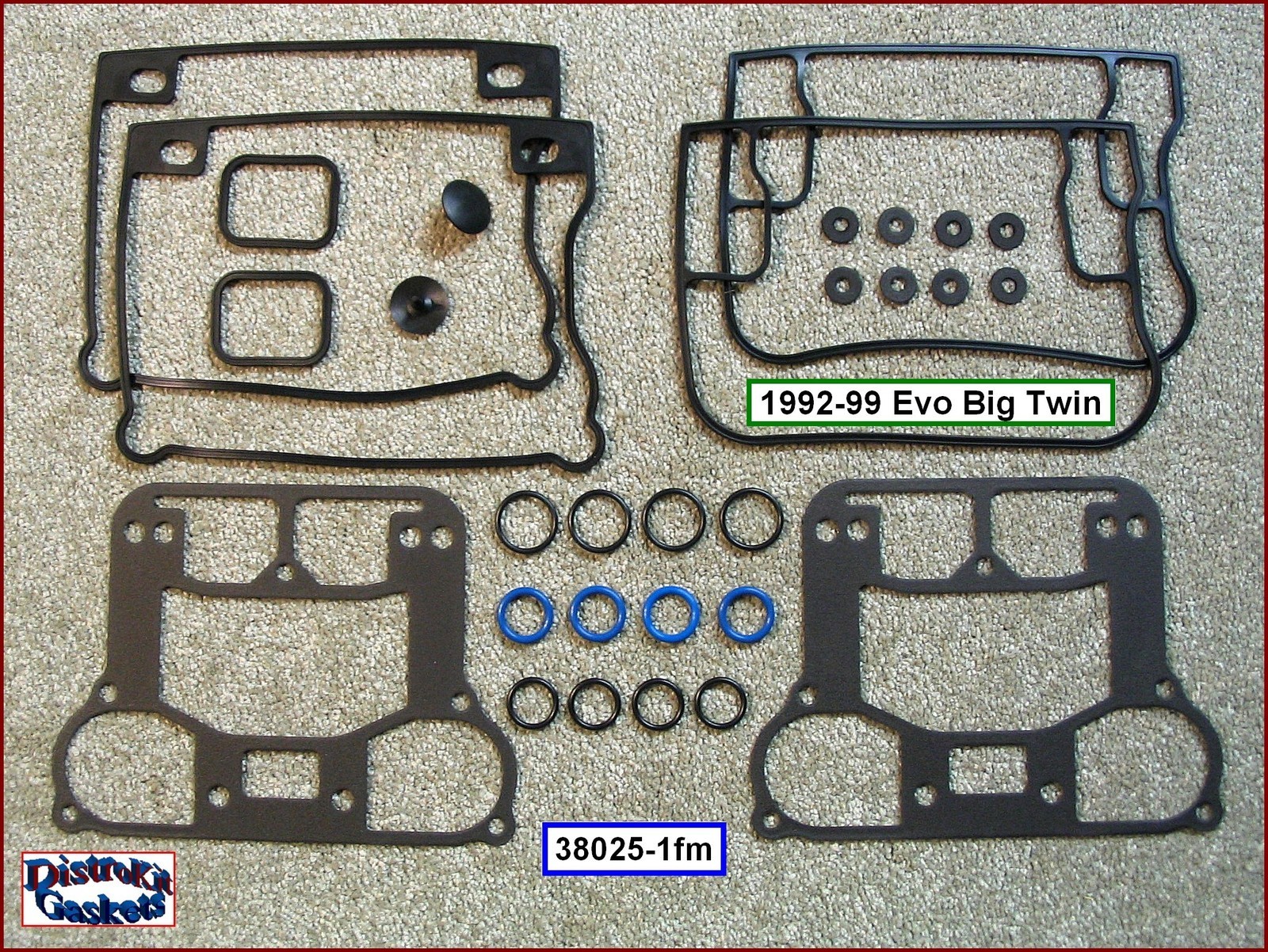 Full Rocker Box Gasket Kit, Foamet base gaskets 92-99 Evo Big Twin, ref ...