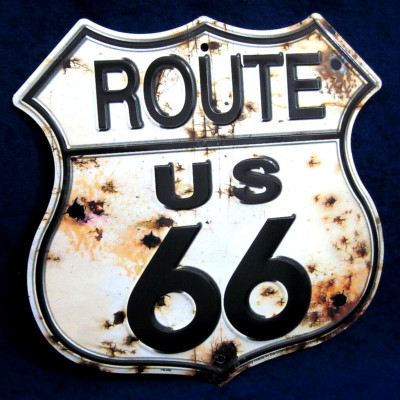 ROUTE 66 Rusty Shield -*US MADE* Embossed Metal Sign - Man Cave Garage ...
