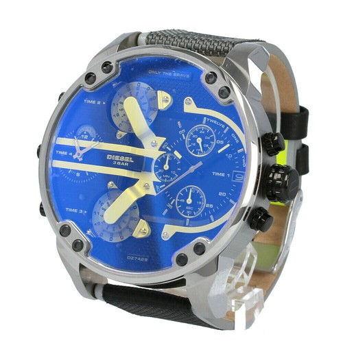 Diesel Mr Daddy 2.0 Chronograph Silver Black Yellow Nylon Mens Watch ...