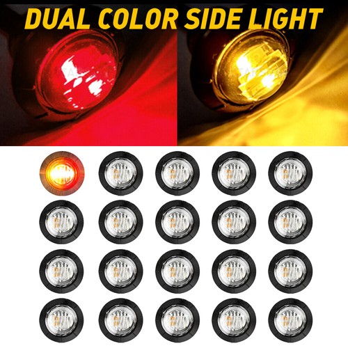 LED Marker 3/4" Lights Dual Color Truck Side Trailer Bullet Lamp Amber ...
