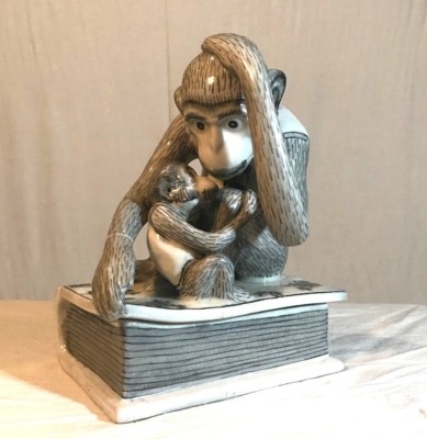 JUWC 1897 CHINESE PORCELAIN MONKEY ON BIBLE 8" | eBay
