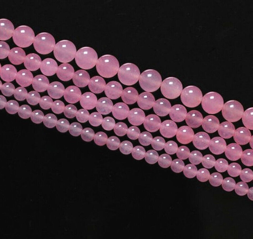 Natural 4/6/8/10/12mm Nephrite Pink Jade Round Gemstone Loose Beads 15 ...