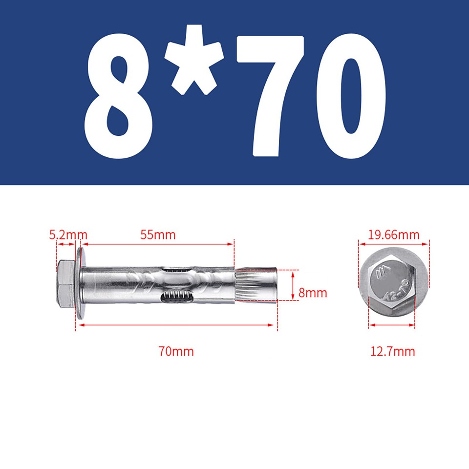 Stainless Steels Expanding Expansion Bolts Screw Sleeve Anchors Hex Nut ...