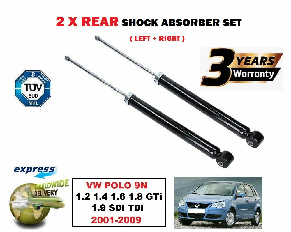 2x REAR SHOCK ABSORBERS for VW POLO 9N 1.2 1.4 1.6 1.8 GTi 1.9 SDi TDi ...