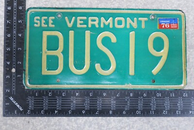 1976 76 VERMONT VT VANITY LICENSE PLATE TAG # BUS 19 | eBay