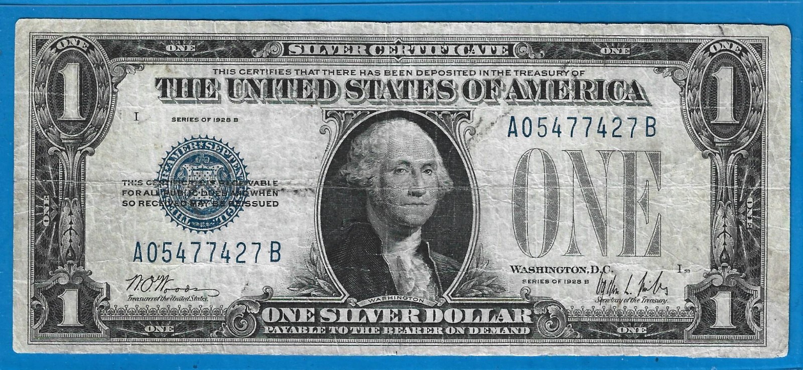 1928 B $1 Silver Certificate Funny Back Note,Blue Seal,Circ Fine,Nice ...