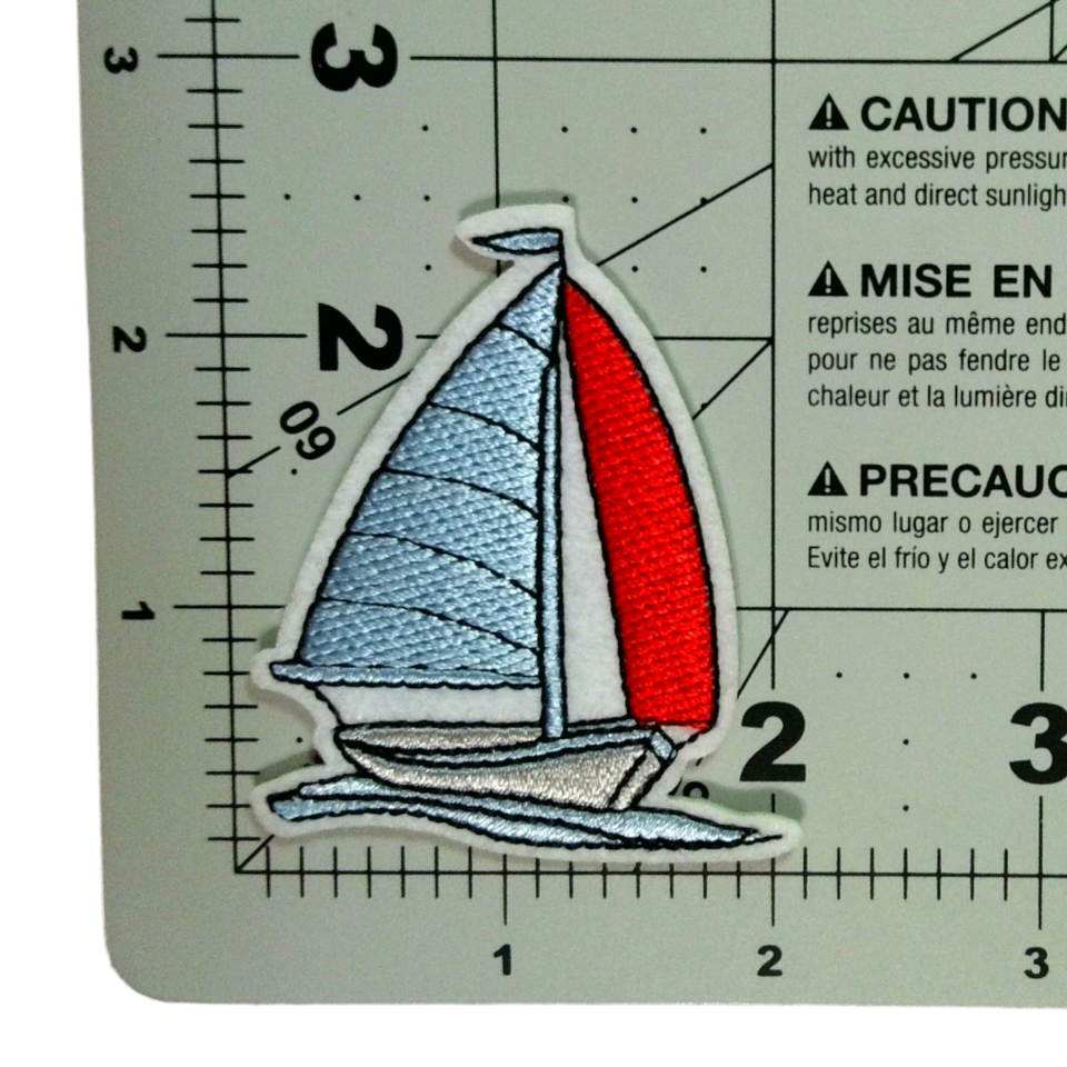 Iron On Patch Sail Boat Blue Red Cartoon Clothing Decal Embroidery | eBay