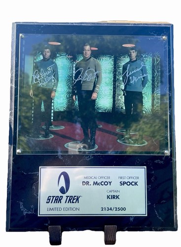 STAR TREK PLAQUE Kelley Nimoy & Shatner SPOCK MCCOY KIRK AUTOGRAPHED ...