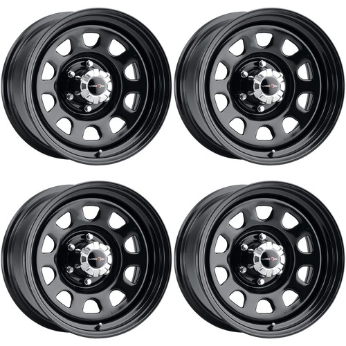 (Set of 4) Vision 84 D Window 16x7 6x5.5" +0mm Gloss Black Wheels Rims ...