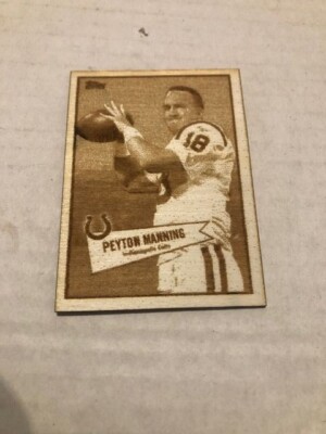 Peyton Manning custom wood engraved football card Baltimore Colts ...