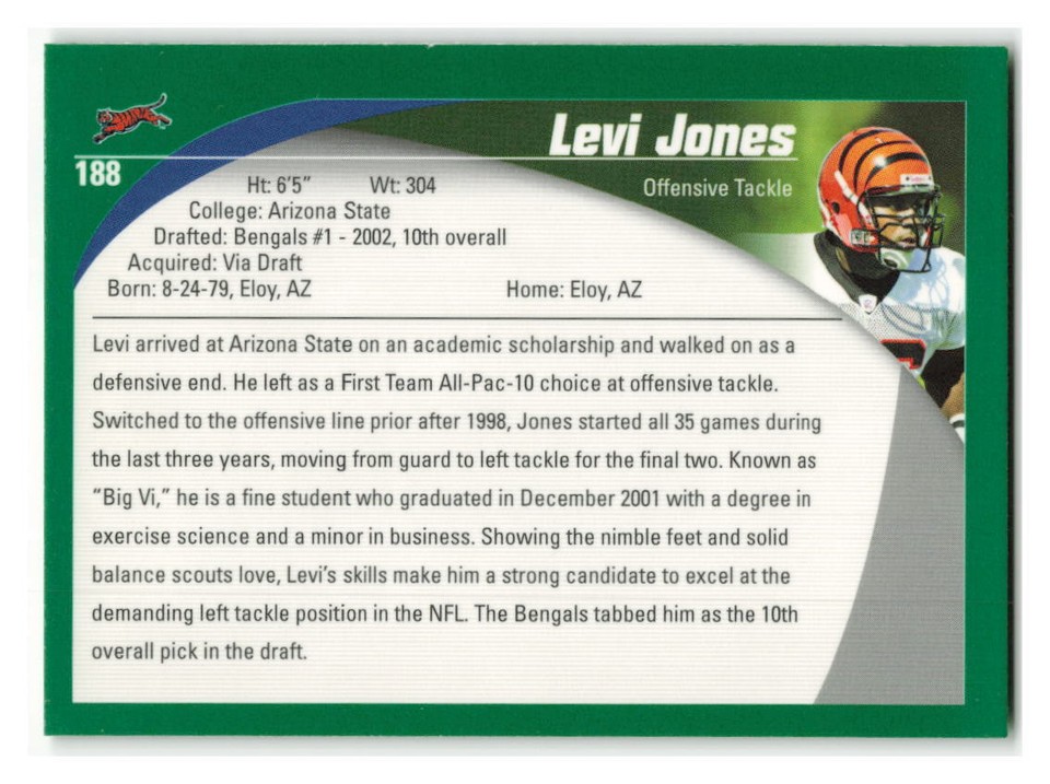 Levi Jones 2002 Topps Chrome Refractor RC Rookie #188-BENGALS | eBay