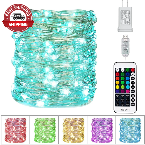 Color Changing Fairy String Lights - 33 Ft 100 LED USB Silver Wire ...