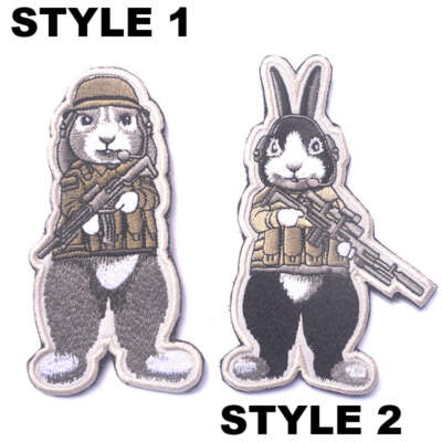 Funny Armed Rabbit Tactical Embroidered Hook and Loop Morale Patch FREE USA SHIP | eBay