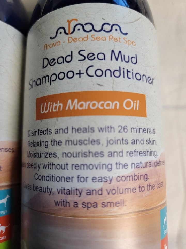 3 Arava Dead Sea Mud Pet Dog Intensive Shampoo+Conditioner w/Morrocan ...