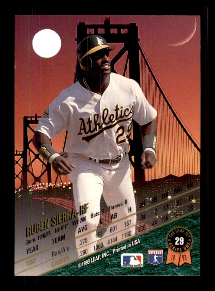 1993 BASEBALL 1993 Leaf Ruben Sierra Oakland Athletics #29 1 | eBay