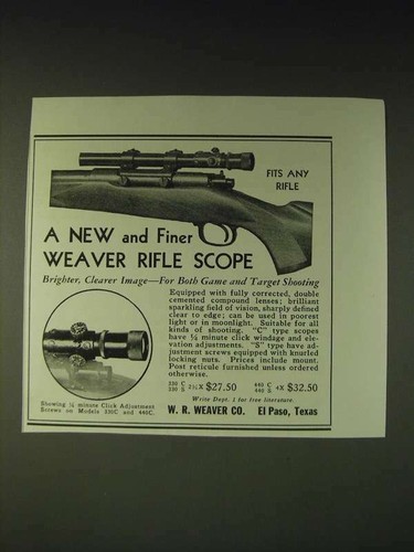 1937 Weaver 330 and 440 Scopes Ad - A new and finer Weaver rifle scope ...