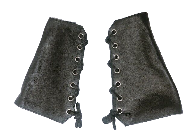 Black 2 Pieces Genuine Real Leather Gauntlet Cuff Wristband Arm Band 1 ...