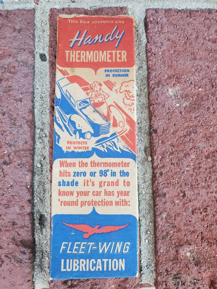 NOS Fleet-Wing Thermometer & Original Box Kennedy Bros Oil Co. Corsica ...