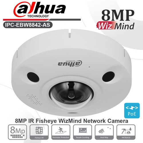 Dahua IPC-EBW8842-AS 8MP Fisheye WizMind Security IP Network Camera Mic ...